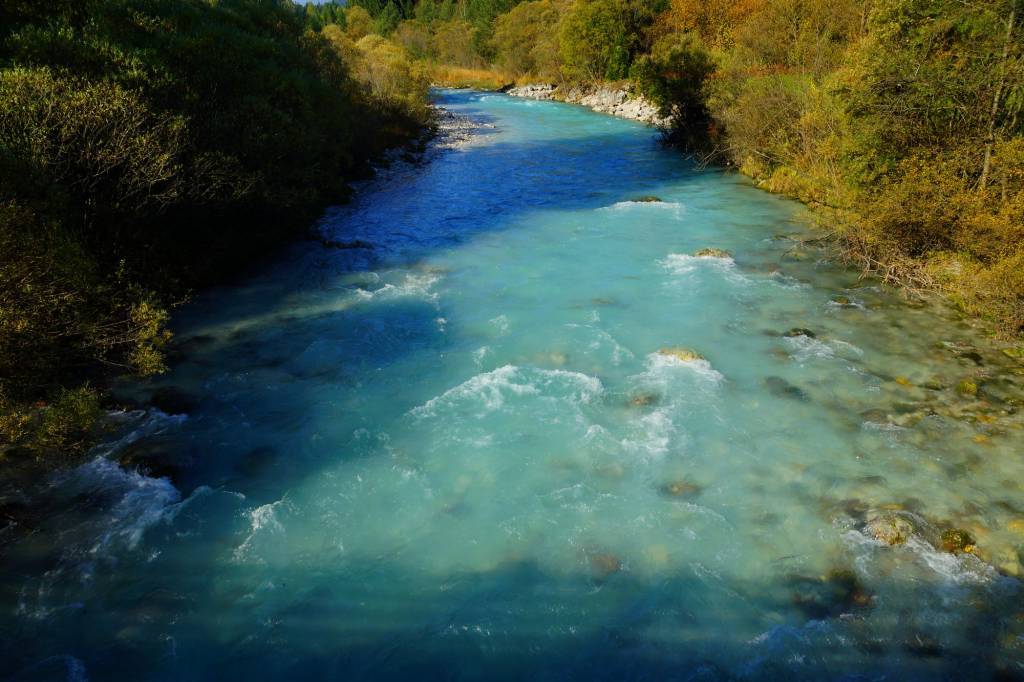 Sava Dolinka (von der Brücke in Podkoren bis zum Kiesdamm bei Javornik ...